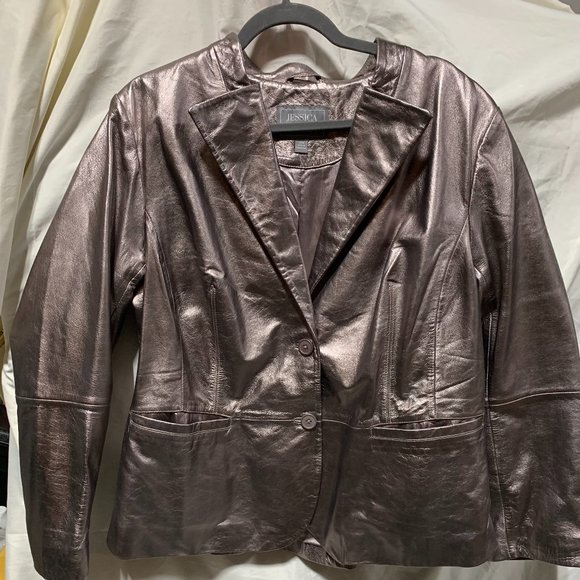 Jessica London | Jackets & Coats | Jessica London Leather Jacket 2w ...
